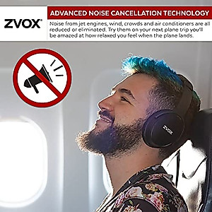 ZVOX Noise Cancelling Headphones - Over Ear Bluetooth Headphones with AccuVoice Technology, Wireless Headphones with Microphone,AV50 Wireless Over The Ear Headphones, Hi-Res Audio & Deep Bass - Black