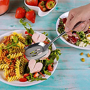 304 Stainless Steel Flatware Serving Utensils, IncludeIncludes 2 Serving Spoons and 2 Slotted Serving Spoons,Serving Spoons Set, Dishwasher Safe (2 Serving Spoons and 2 Slotted Spoons)