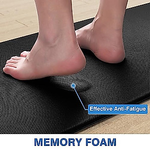 StepRite Kitchen Mat, 2PCS Kitchen Rugs, Cushioned Anti Fatigue Kitchen Mats for Floor, Non-Slip Standing Desk Mat, Waterproof Kitchen Rug Set for Kitchen, Floor, Office (17 "×47" +17 "×30 ", Black)