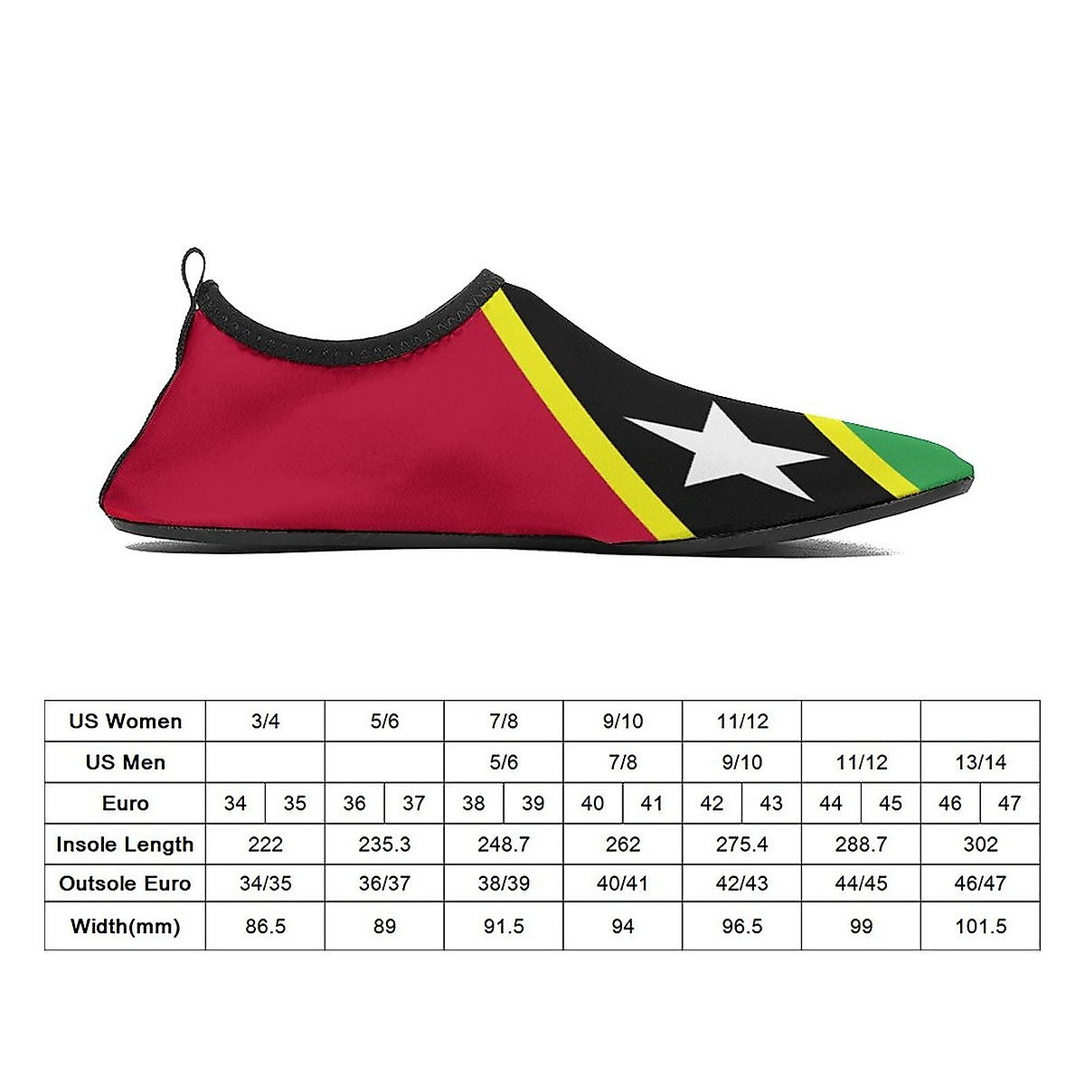 Calculay Saint Kitts and Nevis Flag Water Shoes, Beach Shoes for Men and Women, Swimming Pool Yoga, Surfing Sneakers