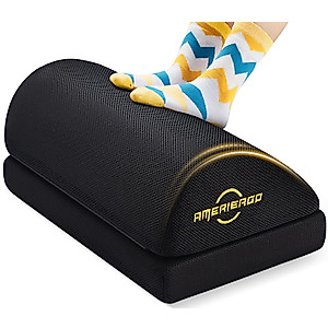 AMERIERGO Adjustable Foot Rest - Office Under Desk Foot Rest with 2 Adjustable Heights, Ergonomic Foot Rest with Non-Slip Bottom, Foot Rest Cushion with Mesh Breathable Washable Cover-AEFR4