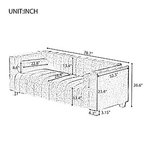 CIPACHO 78.7'' Modern Sofas Couches for Living Room, Chenille Fabric Casual Sofa with Wooden Frame, Upholstered Small Couch with 2 Pillows for Bedroom, Apartments (Light Gray)