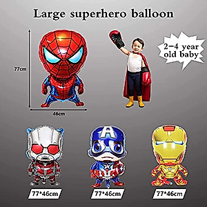 Superhero Birthday Party Decorations 72 Pack Avenger Birthday Party Supplies Large Super Hero Balloons Happy Birthday Banner Blue Background Perfect for Kids Theme Birthday and Super hero Fan Party