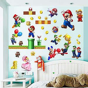 Mario Wall Sticker Children's Cartoon Bedroom Background Wall Decoration Self-Adhesive Wall Sticker PVC