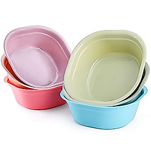 Peohud 6 Pack Plastic Wash Basin, 8 Quart Stackable Camping Wash Basin Tub, Square Vegetable Fruit Wash Pan for Home Kitchen Outdoor Indoor, 12" L x 12" W x 4.5" H