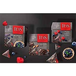 Tess Blueberry Tart Black Tea Composition Blueberry and Lavander Leaf Tea in 20 Pyramid Sachets