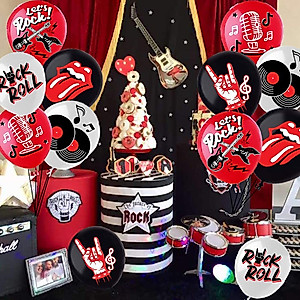 Rock and Roll Party Decoration Balloons 12'' Latex Balloons for Music Theme Party Decorations 1950's Birthday Party Supplies 50s 60s Rock Party Favors