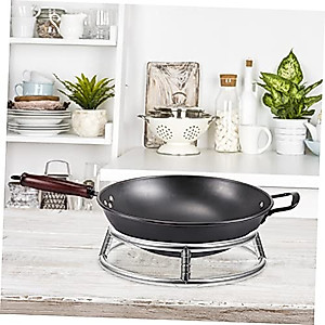 Uonlytech Pot Rack Steel Wire Sauté Pans Stainless Steel Wok Gas Cooker Wok Stand Insulated Pot Mats Cookware Ring Cooktop Grates Stainless Steel Pot Stand Heat-proof Wok Stand Gas Stoves