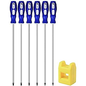 uoboeuq 12 inch Long Security Torx Screwdriver Set, Set Magnetic Hex Torx with T10 T15 T20 T25 T27 T30 Security Screwdriver Set 6-Piece