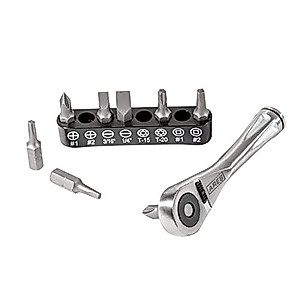 ARES 70040-1/4-Inch Drive Close Quarter Micro Bit Ratchet | Mini Screwdriver with High Torque 72-Tooth Gearhead - 5 Degree Sweep - Spring Loaded Detent Ball Bit Holder
