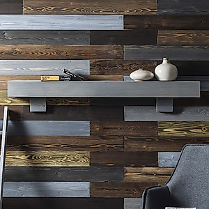 BoscoMondo Rustic Fireplace Mantel Shelf with Corbels- Pine Wood - Wall Decor, Mounted Farmhouse Shelving (72", Grey)