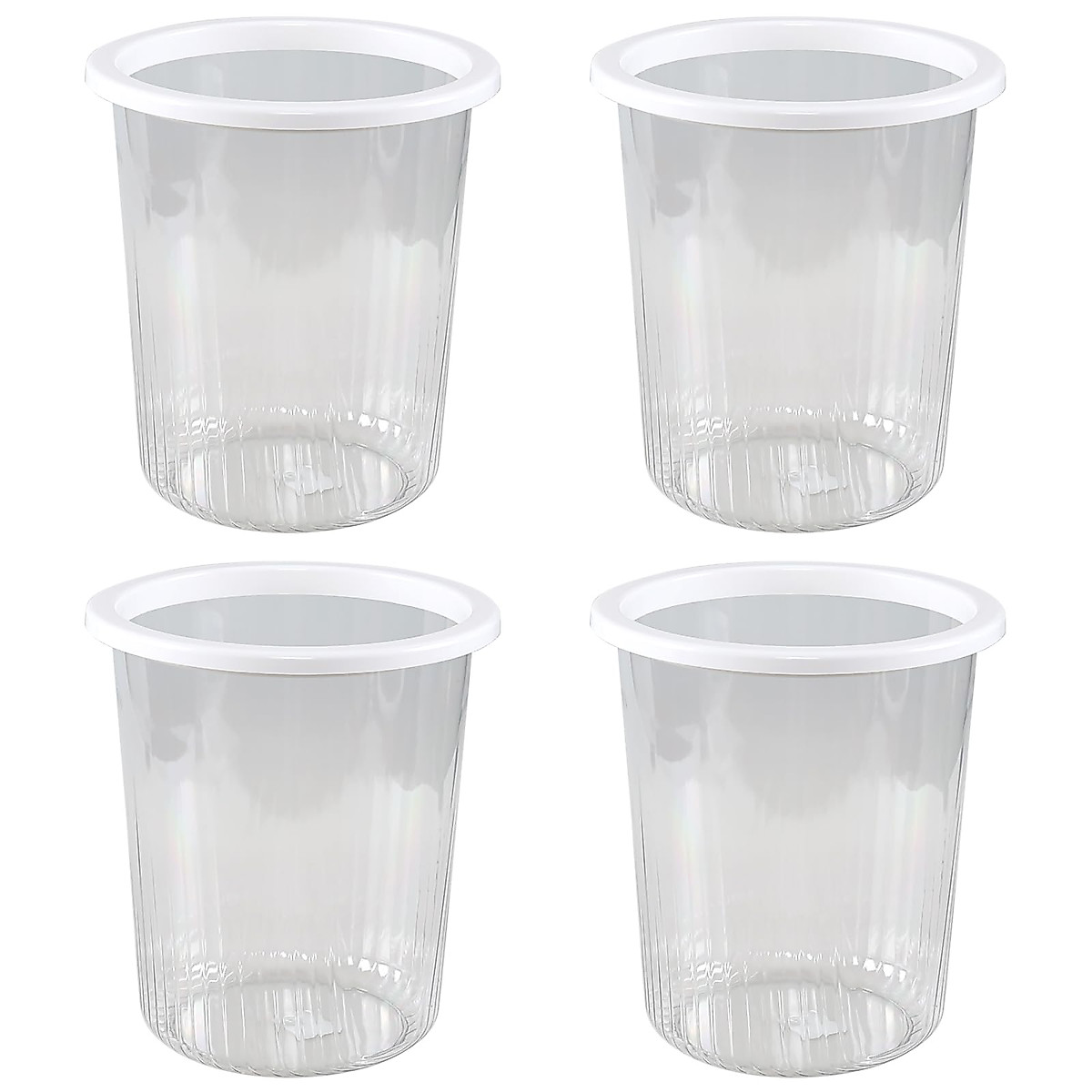 Morcte 4-Pack Acrylic Clear Round Wastebasket, 2.6 Gallon Plastic Small Trash Can for Bathroom, Home, Office