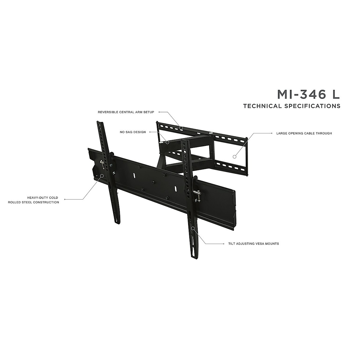 Mount-It! Full Motion TV Wall Mount with 17.3" Extending Swivel Arm | VESA Compatible 400x400 and 600x400, Fits 32 35 40 45 50 55 60 65 Inch | 110 Lbs Capacity
