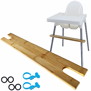 HANH High Chair Footrest, Non-Slip Natural Bamboo Wooden Footrest Compatible with IKEA Antilop High Chairs, Adjustable HighChair Foot Rest for Baby HighChair Accessories (Right Angle), 1.0 Count