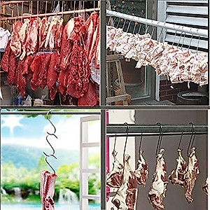 Meat Hooks 20Pcs,Premium Butcher's Hook,Stainless Steel Wall S-Shaped Hooks–for Hot and Cold Smoking,Stainless Steel Meat Hook, Chicken Hunting Smoking Ribs(13cm,Pack of 20) (20PACK Meat Hooks)