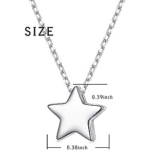 FLYOW 925 Sterling Silver Dainty Star Pendant Tiny Star Necklace Chain for Women