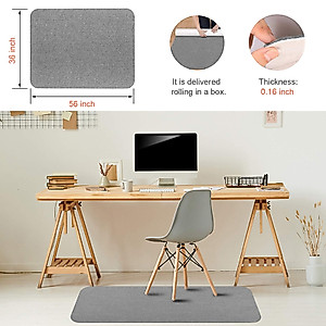 Vicwe Office Chair Mat, 1/6" Thick 56" x 36" Multi-Purpose Low Pile Desk Chair Mat for Hardwood Floor Only, Upgraded Version (Light Gray, 36"x56")