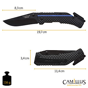 Camillus Thin Blue Line 7.75" Assisted Open Folding Knife, Black/Blue (19653)