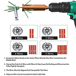 Wire Twisting Tool Cable Wire Stripper and Twister for Electrical Power Drill, 3 Way/ 5 Way Wire Stripping Tool Compatible with 6/ 7/ 8/ 9/ 10 AWG Wire