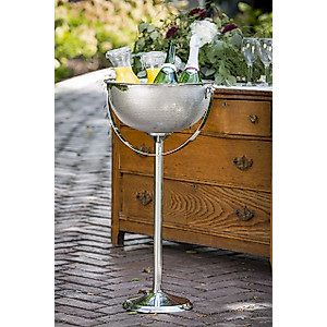TableCraft RS2132 Remington Collection Round Beverage Stand with Handle, 16.3-Inch by 16.3-Inch by 20-1/2-Inch,Silver