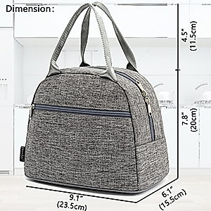 FlowFly Lunch Bag Tote Bag Lunch Organizer Lunch Holder Insulated Lunch Cooler Bag for Women/Men,Heather Grey