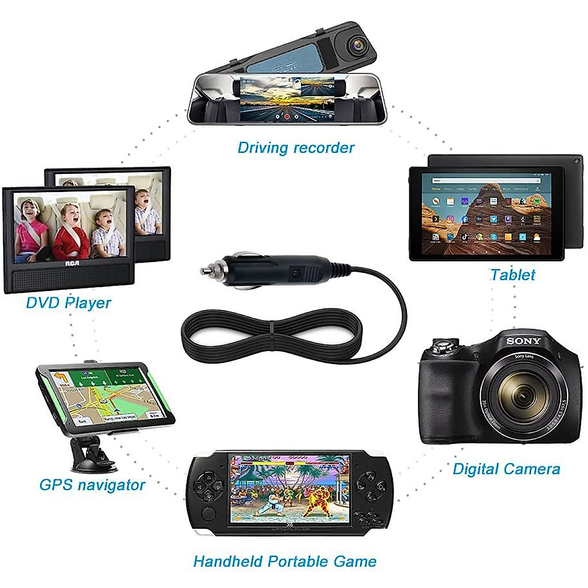 kybate Car Power Compatible with Sony LCD Screen Portable DVD Player 7" 8" 9" 9 Inch Series