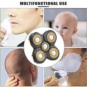 fayle 5 Heads Electric Shaver Replacement, Floating Washable Head Shaver Replacement Heads, Blade Razor Shaver Head for Men(Black+Gold)