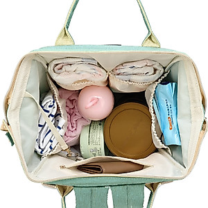 ESOVIO Multi-Function Women Baby Diaper Bag Backpack with Insulated Pockets Waterproof (Green)