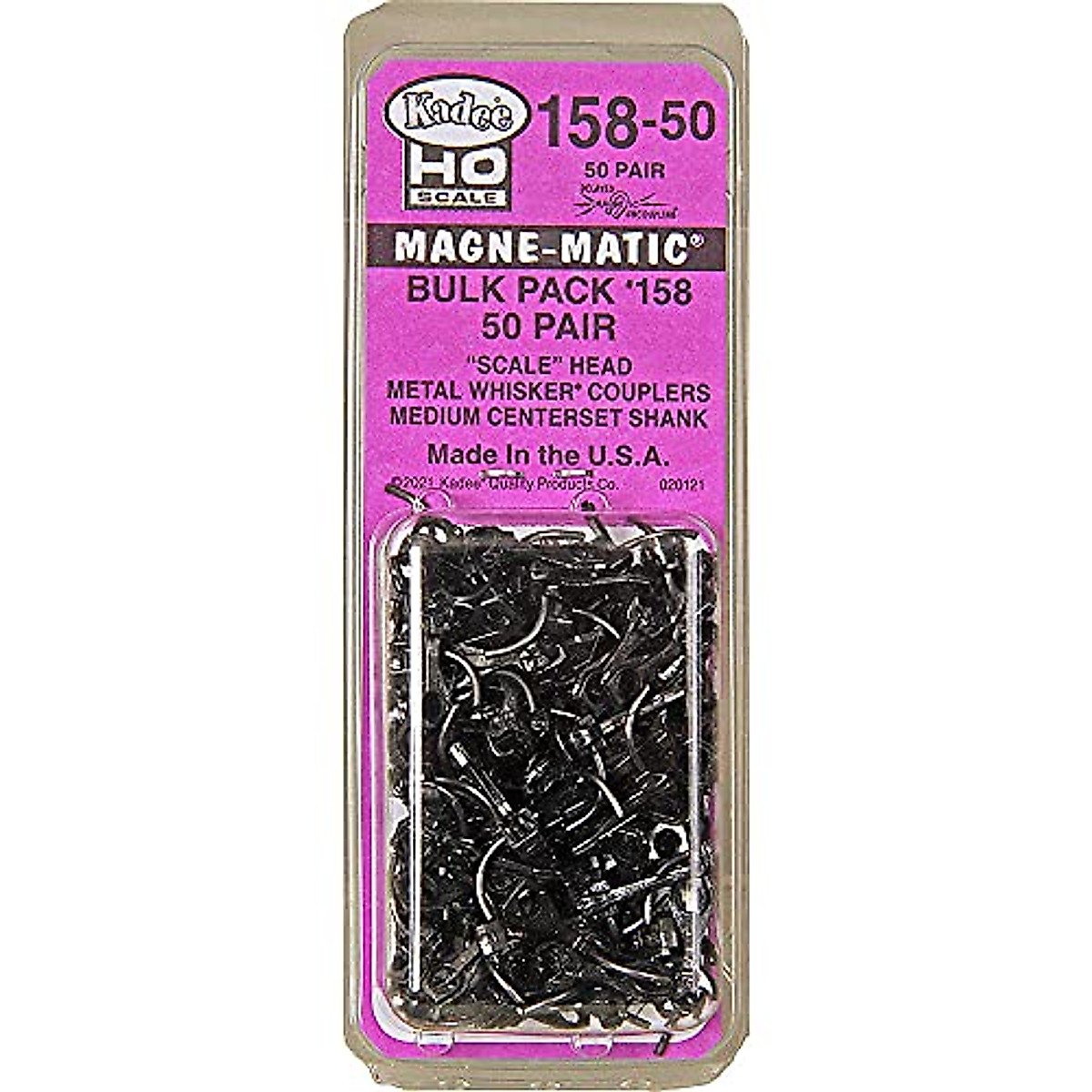 Kadee #158-50 Bulk Pack 50 Pair #158 Scale Whisker Metal Couplers Medium 9/32" HO Scale