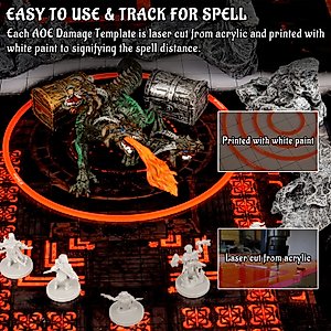 Area of Effect Spell Templates Set of 15 (Included Cube, Cone, Circle, and Line) Acrylic AOE Damage Marker Tabtop RPG Gaming Accessories for Dungeons and Dragons, Pathfinder, D&D
