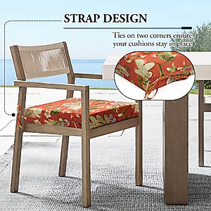 Wellsin Outdoor Chair Cushions for Patio Furniture - Outdoor Cushions for Chairs - Waterproof Patio Chair Cushions Set of 4, 18.5"X16"X3", Flower Red