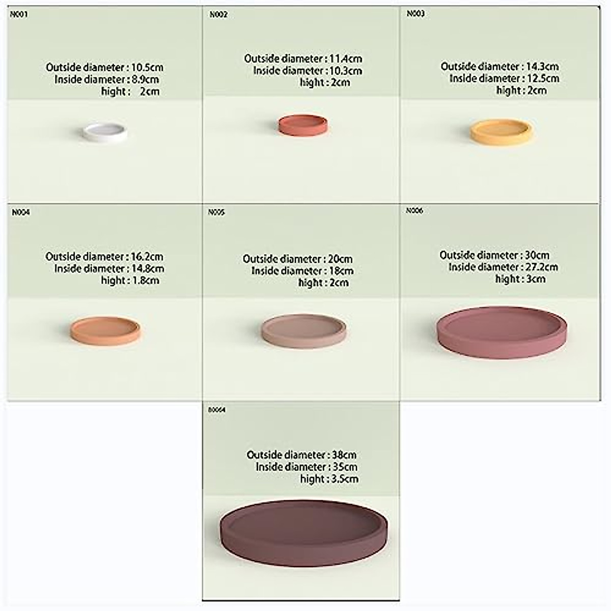 CLIMBBIRD Concrete Tray Silicone Mold Cement Storage Tray Flower Pot Tray Molds Combination Plate Mold (A Full Set of 7pcs)