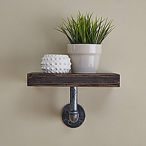 Danya B. Floating Pipe Industrial Rustic Shelves – Wall Mount – - Ebony - (Set of 2)
