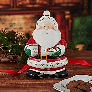 Pfaltzgraff Winterberry Santa Cookie Jar, 10 Inch, Multicolored