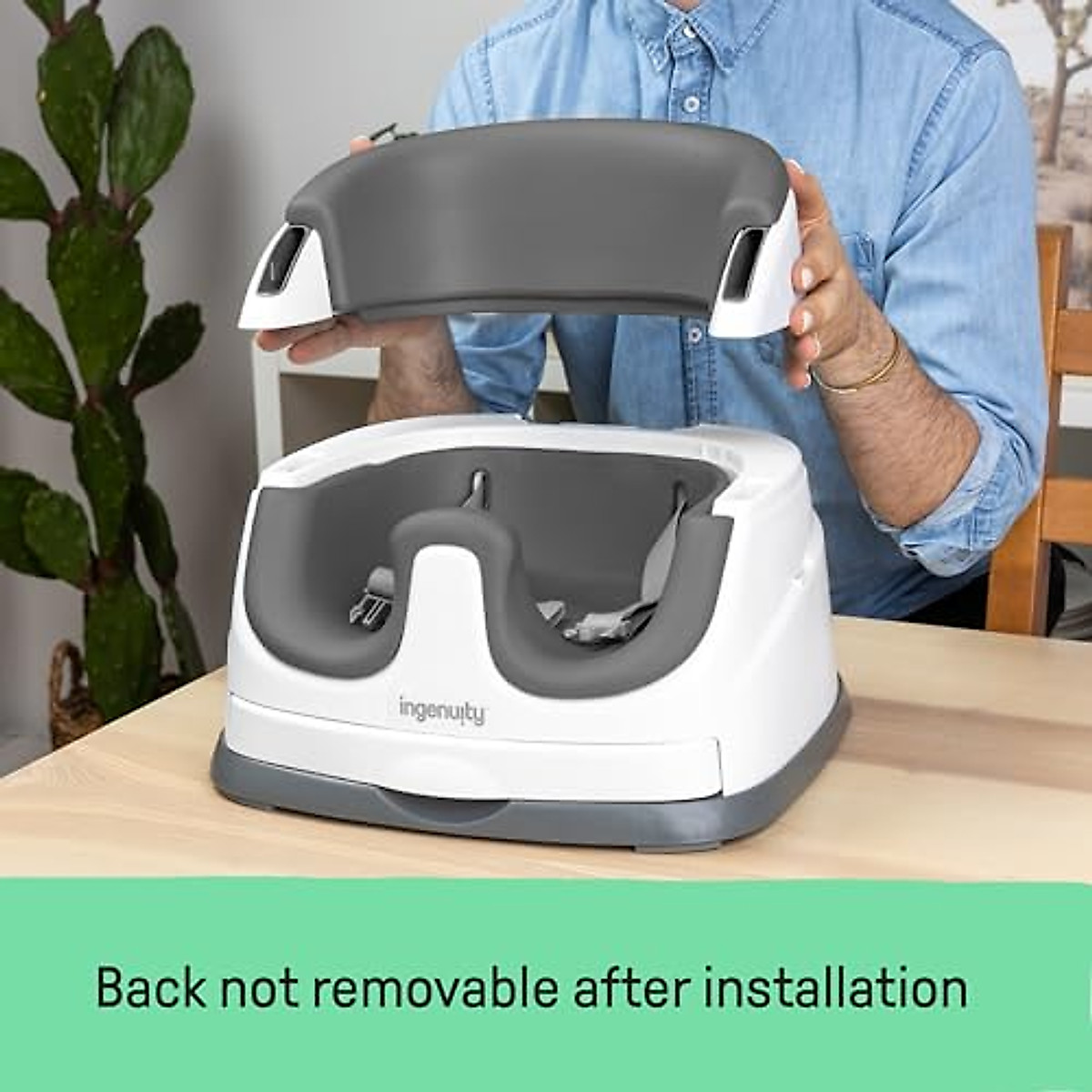 Ingenuity Baby Base 2-in-1 Booster Feeding and Floor Seat with Self-Storing Tray - Slate