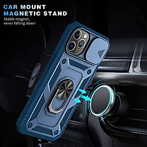 DAWEIXEAU Case for iPhone 11 Pro, Shockproof Impact Resistant with Slide Lens Protective Cover Case for iPhone 11 Pro (5.8 inch) (Blue)