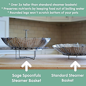 Sage Spoonfuls Baby Food Steamer Basket, Stainless Steel, Collapsible Steamer Basket for Baby Food, Vegetables & Fruit, Dishwasher Safe, Baby Food Cooker