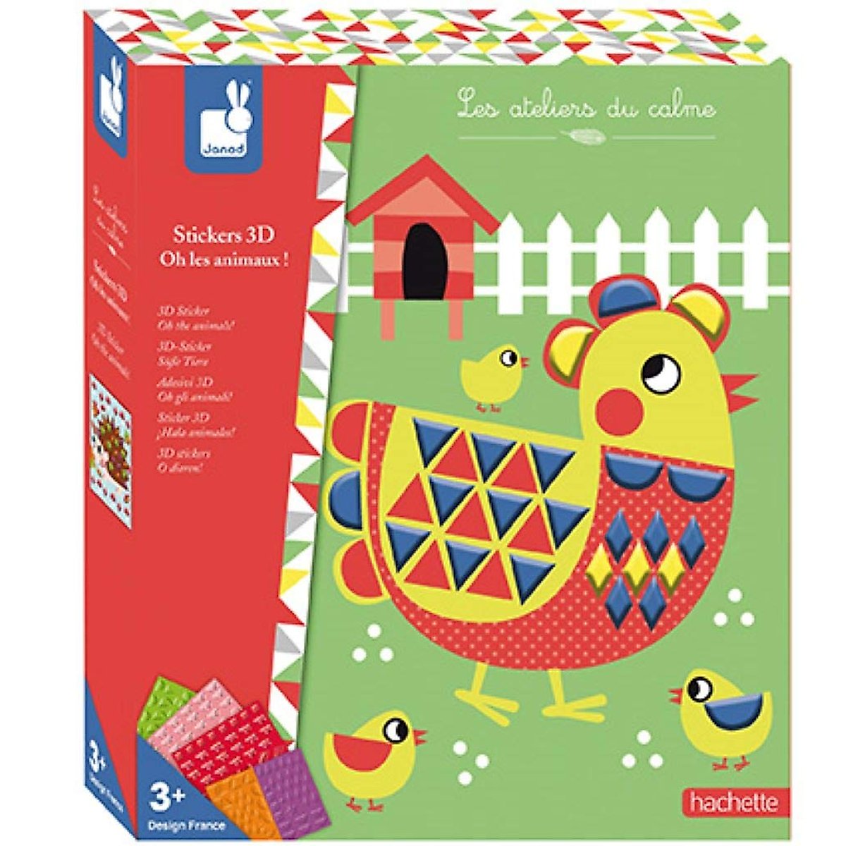 Janod Crafts – No Mess No Glue Foam My First 3D Animal Sticker Mosaic Picture Kit – Creative, Imaginative, Inventive, and Developmental Play - STEAM Approach to Learning – Ages 3-8+