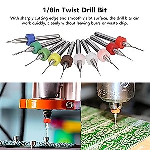 Drill Bit Set, 1/8in Shank Drill Bits Efficient High Bending Strength Hard Wearing for 3D Printer Nozzle(0.1‑1mm)