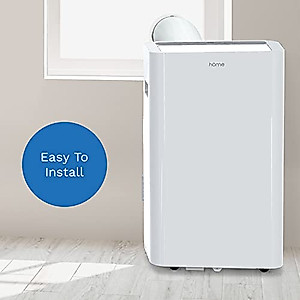 hOmelabs 7,200 BTU Portable Air Conditioner - Quiet AC Unit Cools Rooms up to 450 Square Feet - with Wheels, Washable Filter, Remote Control and LED Indicator Lights