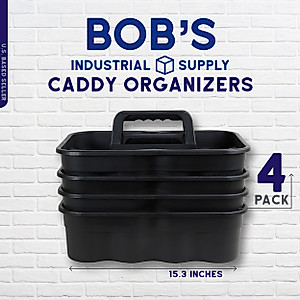 BISupply Large Cleaning Caddy Organizer with Handle 4 Pack - Black Portable Cleaning Supplies Caddies