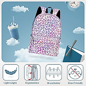 Leopard Classic Girls School Backpack, Lightweight Basic Big Kids Bookbags 17 Inch for Middle School Elementary, Stylish Casual Youth Daypack with 15-Inch Laptop Sleeve for Student Travel Outdoor, 24L