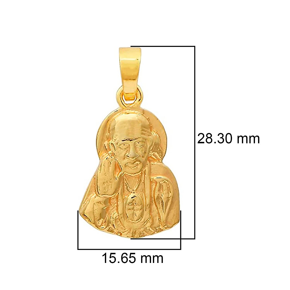 Shine Jewel SHIRDI SAI BABA 925 Sterling Silver Vermeil Religious Pendant