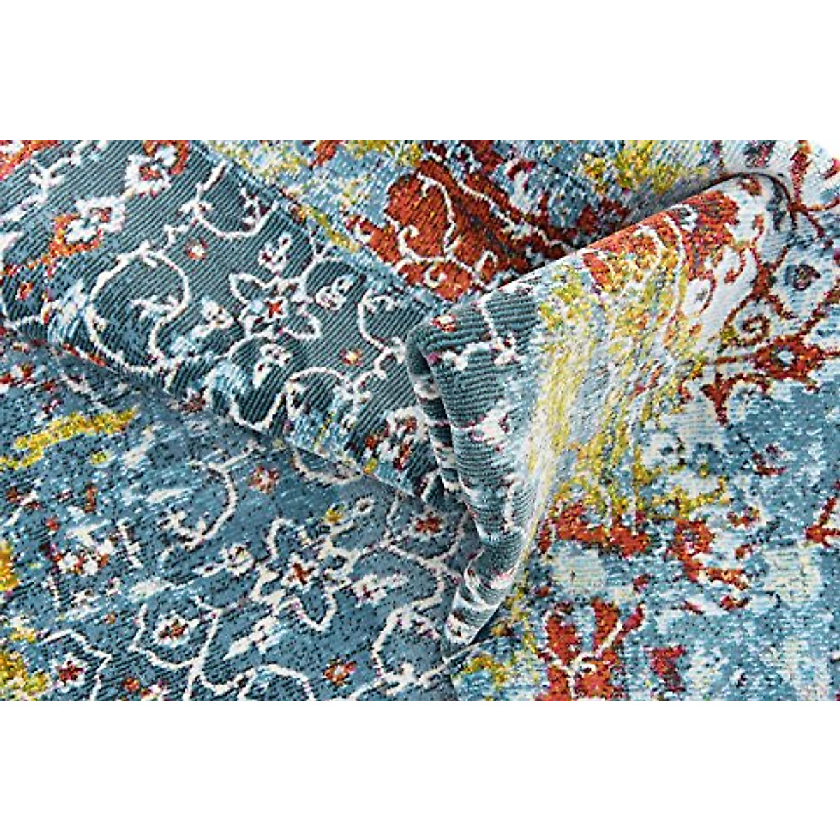 Unique Loom Baracoa Collection Area Rug-Alamar, 5' 5" x 8' Rectangle, Blue/Olive