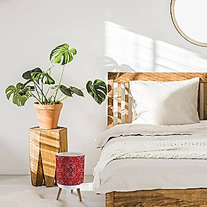 Trash Can with Lid Seamless Based on Ornament Paisley Bandana Print Vintage Style Silk Wood Small Garbage Bin Waste Bin for Kitchen Bathroom Bedroom Press Cover Wastebasket 7L/1.8 Gallon