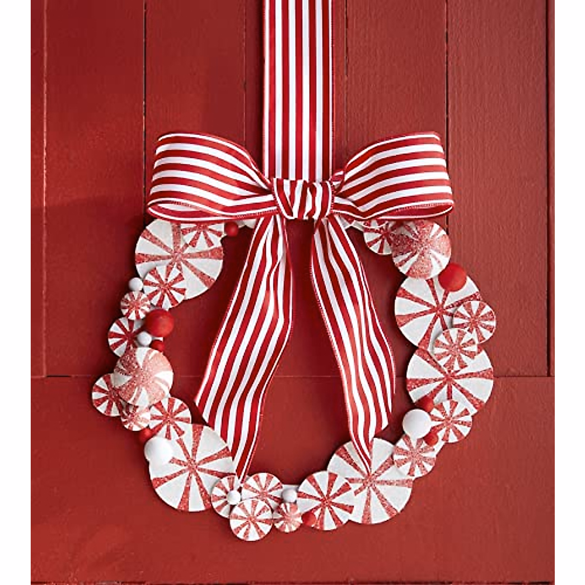 2 Rolls Christmas Wired Ribbon for Gift Wrapping, Red and White Striped Ribbons for Crafts/Christmas Tree/Wreaths/Bow Decorations, 2.5" Wide x 6 Yards