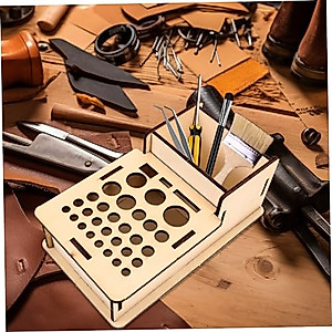 VILLFUL Leather Tool Rack Tool Stand Art Scissors Stand Art Supplies Craft Tool Organization Punch Tools Organizer Working Tools Holder Marker Organizer Craft Tool Organizer Beige Wooden