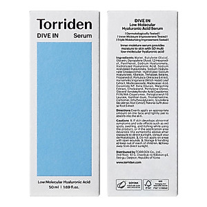 Torriden DIVE IN Hyaluronic Acid Serum 50ml (1.69 fl.oz.) | Deep Hydration to Get Glow Skin | Hyaluronic Acid, Panthenol, Allantoin | Korean Facial Serum