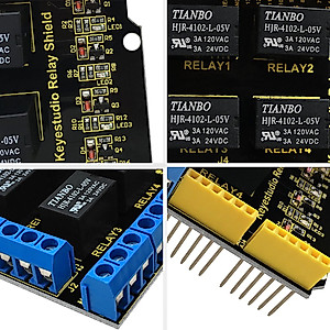 KEYESTUDIO 4 Channel Relay Shield 5V for Arduino Controller R3 ARM PIC AVR STM32 Raspberry Pi HIGH Level Trigger Relay Module Expansion Board