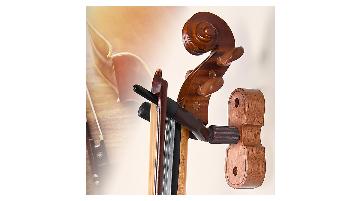 Violin Wall Mount Hanger with Bow Holder - Durable & Stylish